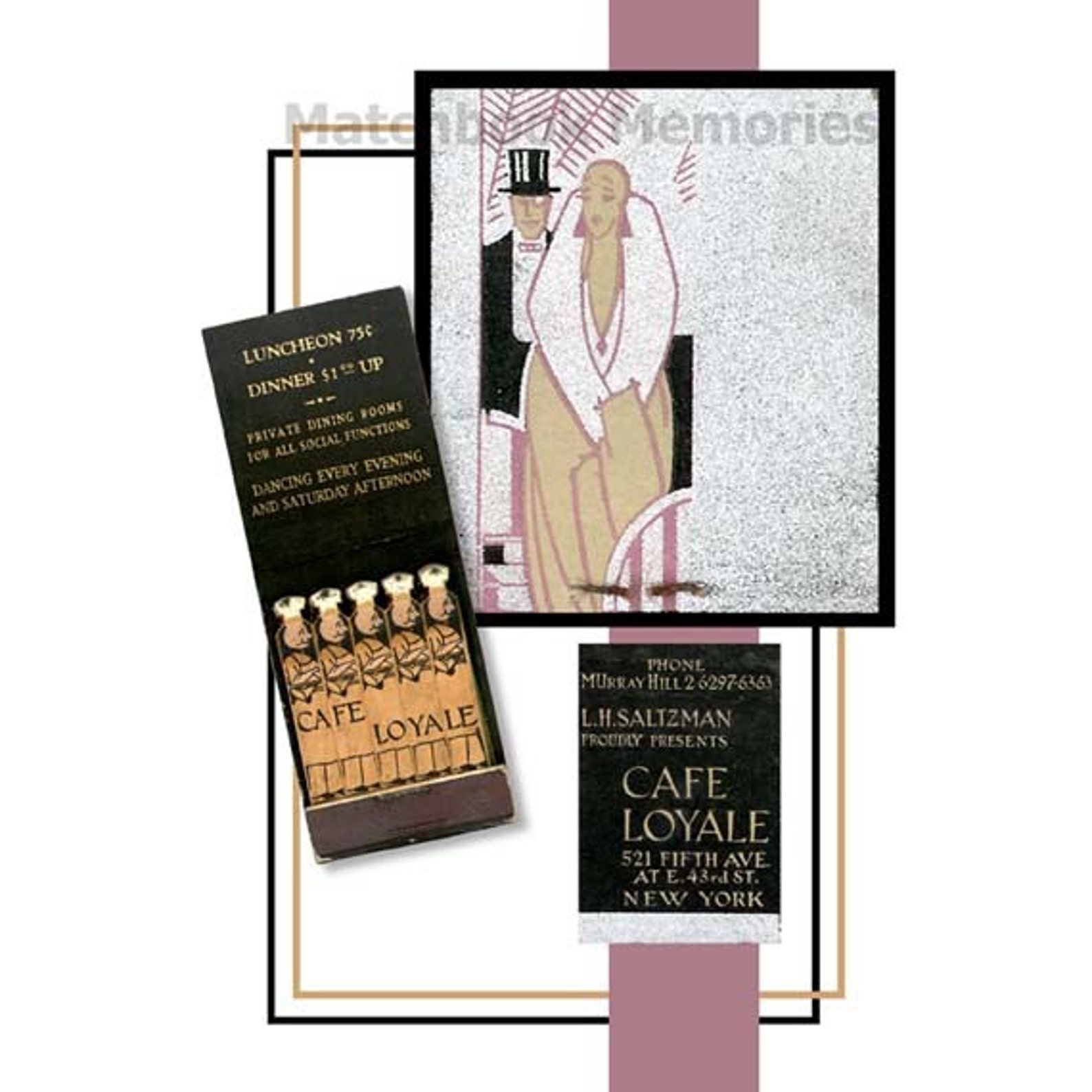 Art Deco Matchbook PRINT 1930s NY Nightclub Print Retro New York City ...