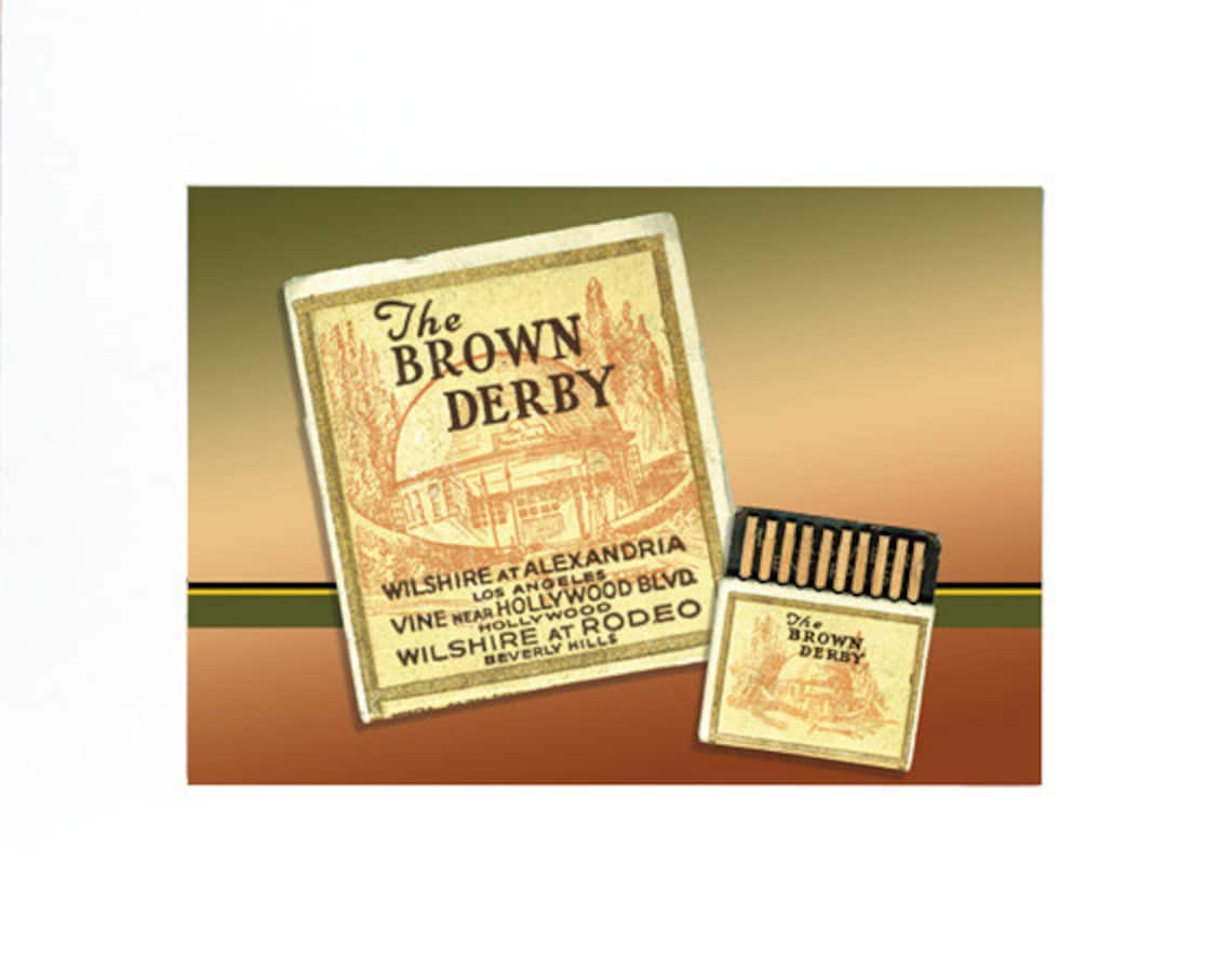 SALE! the Hollywood Brown Derby Matchbook PRINT Wall Decor Hollywood ...