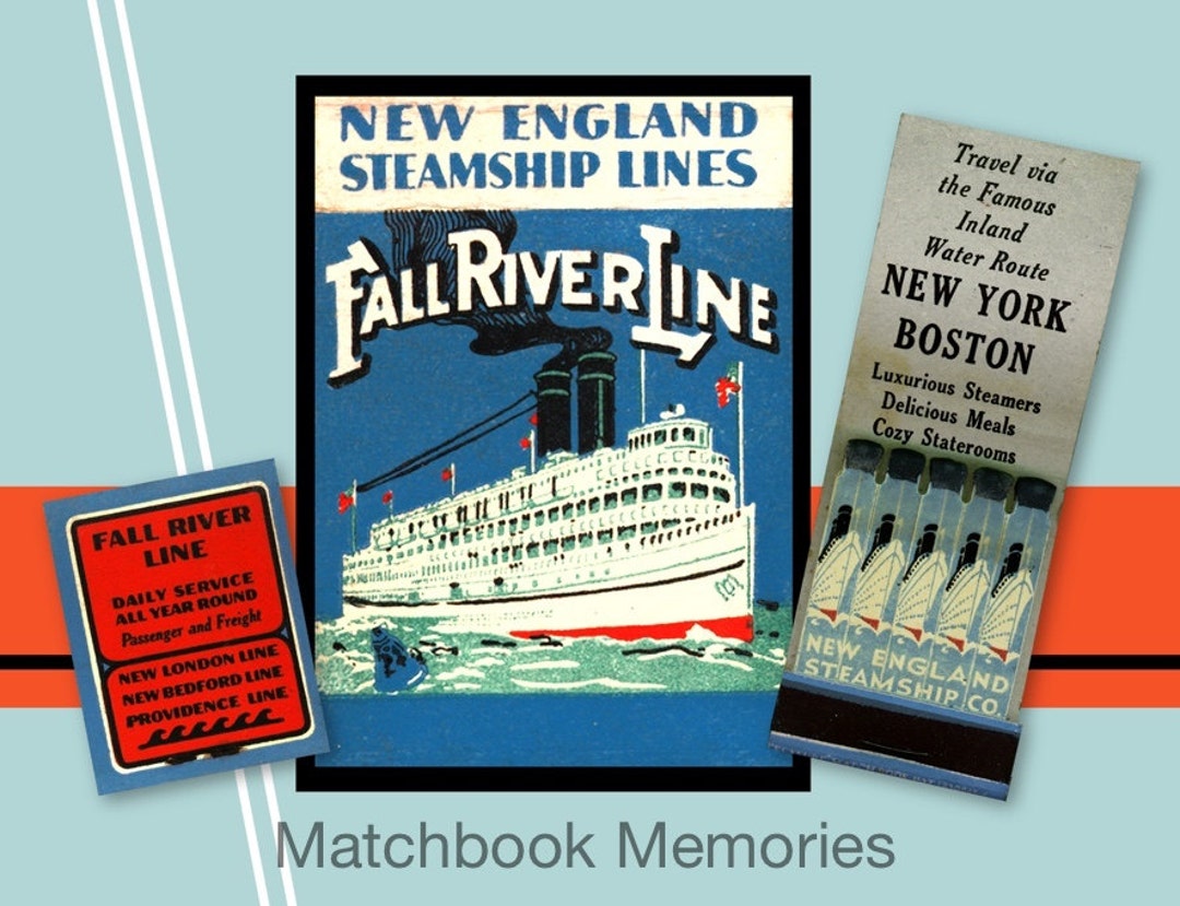 Fall River Line Ship POSTER - NY City to Massachusetts Matchbook Art ...