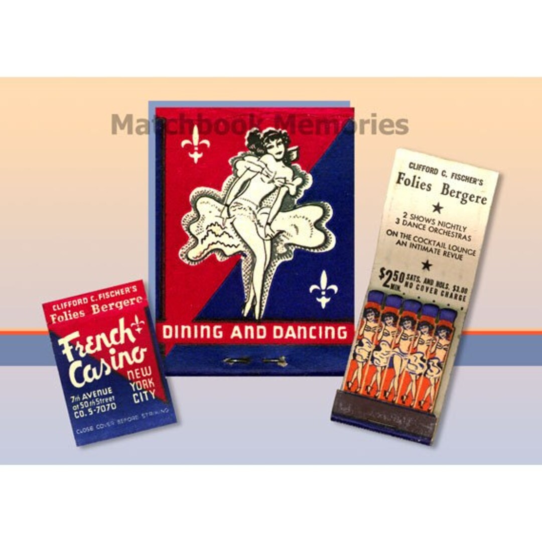 Dancing Girls PRINT French Casino Matchbook Art 1930's NY Nightclub ...
