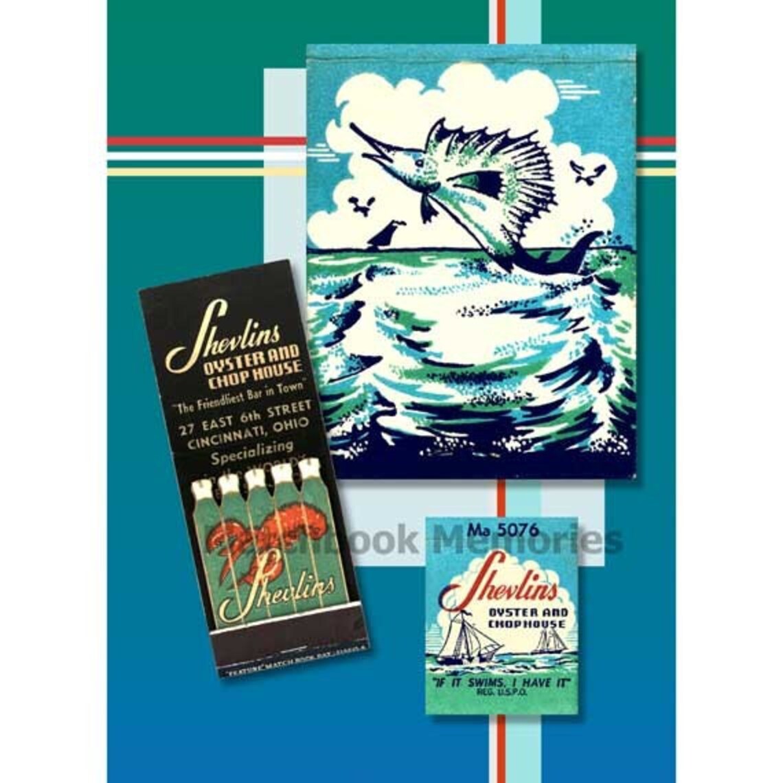 Fish Art Matchbook PRINT Ocean Fishing Wall Decor Cincinnati Matchbook ...