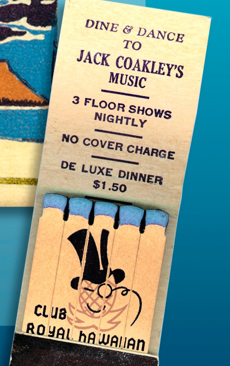 Tropical Hawaiian Matchbook Wall Art PRINT Hula Dancer Wall Tropical ...