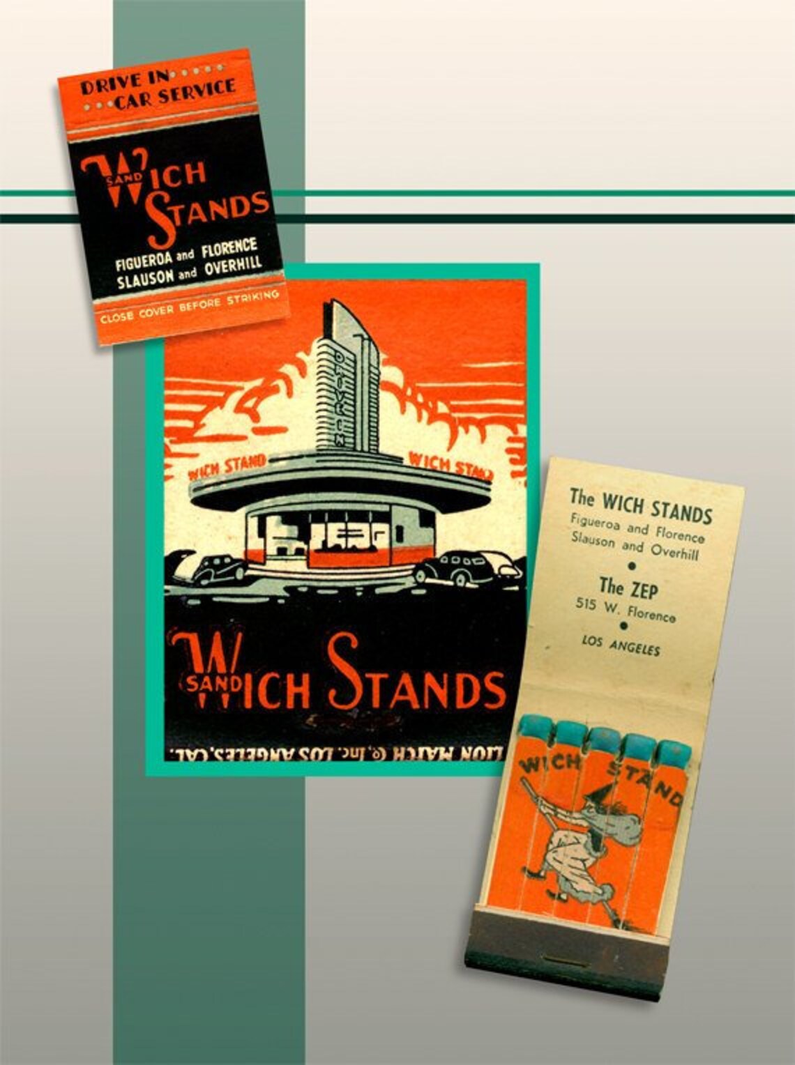 Wich Stand Drive-in Matchbook Art PRINT Los Angeles Retro Kitchen Wall ...