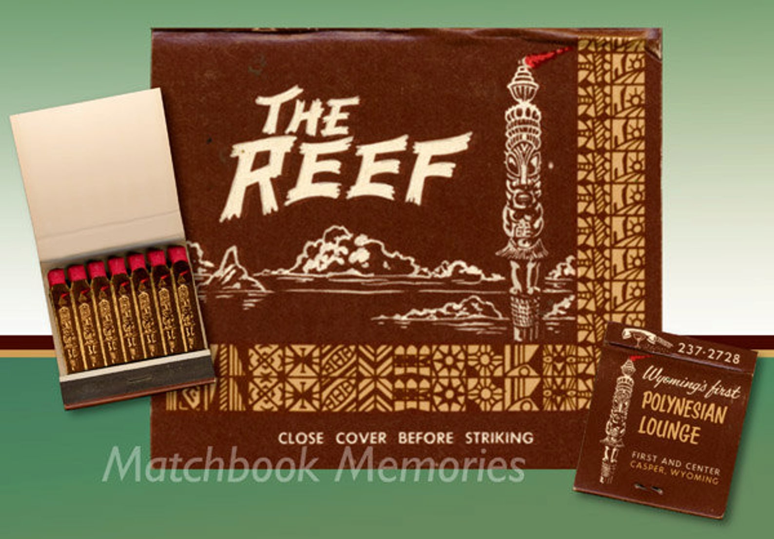 The Reef Matchbook Tiki Art PRINT Polynesian Wall Art Tiki Bar Decor ...