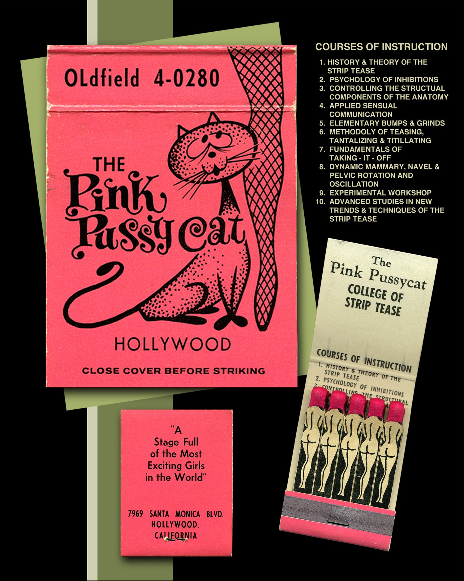 Burlesque POSTER Pink Pussycat Matchbook Hollywood Strip Tease Club ...