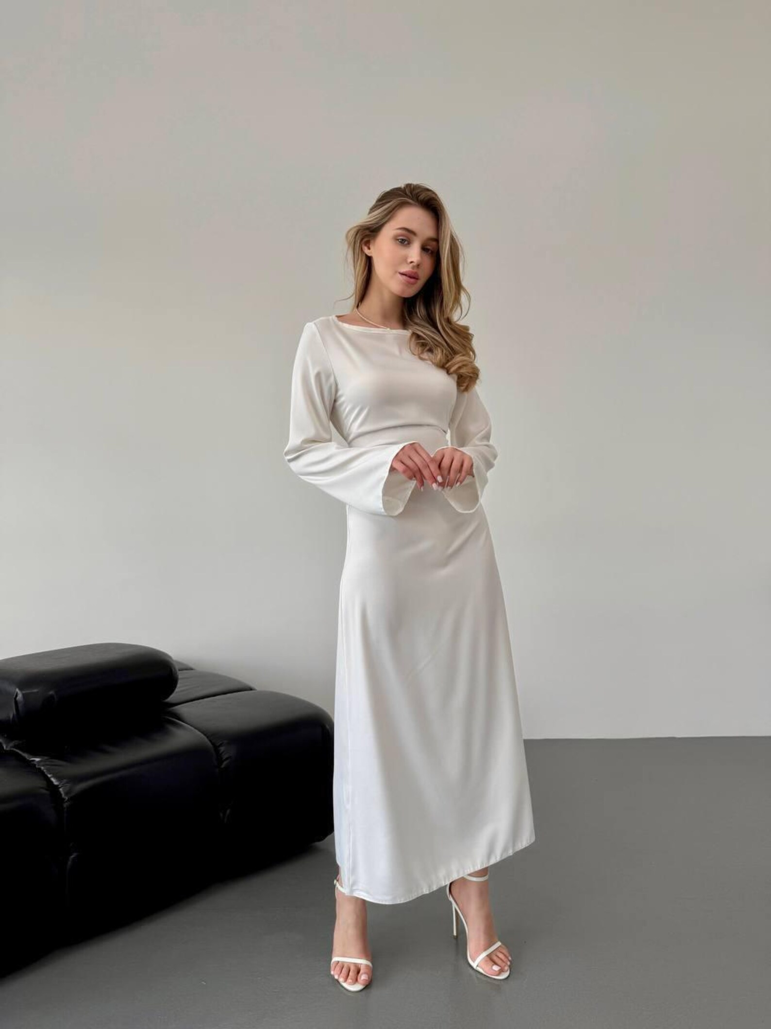 Green Silk Maxi Dress: Open Back Satin Gown, Elegant Occasion Wear - Etsy