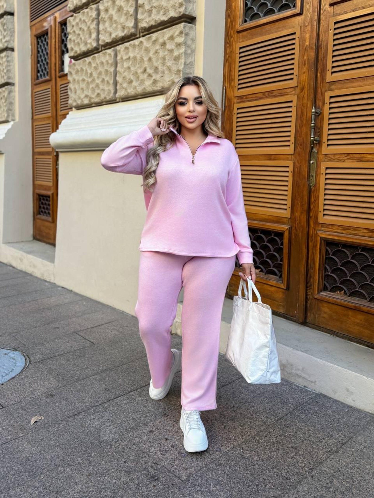 Plus Size Women’s Two Piece Loungewear Set – Warm Angora Knit Sweater ...