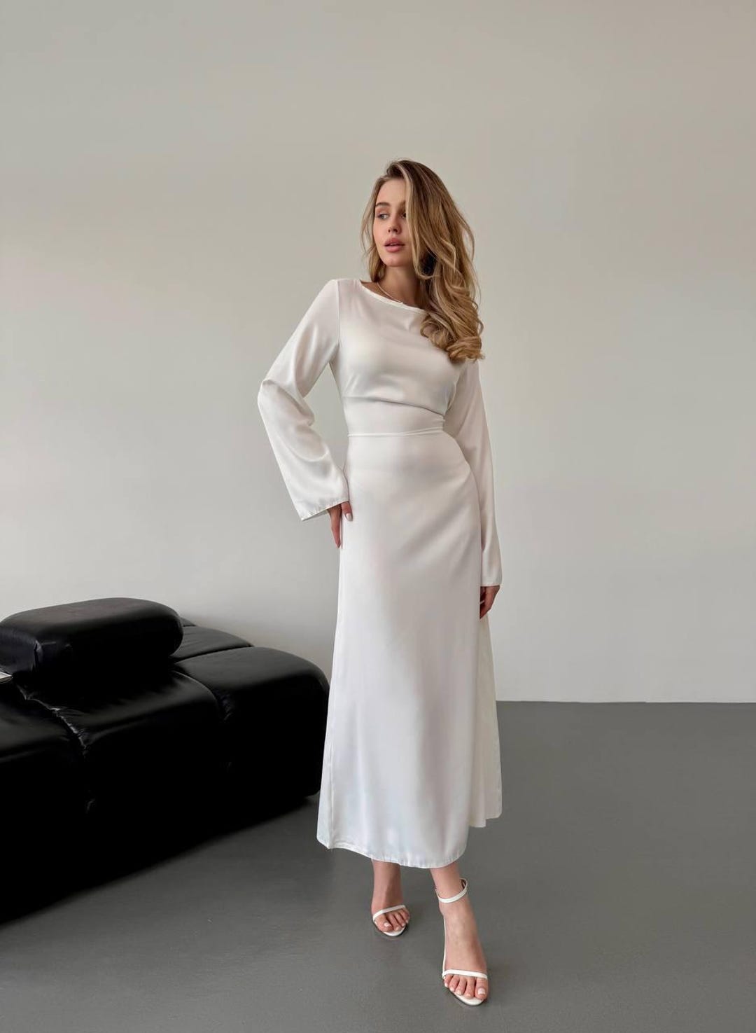 Elegant Silk Maxi Dress: Open Back Satin Gown - Etsy