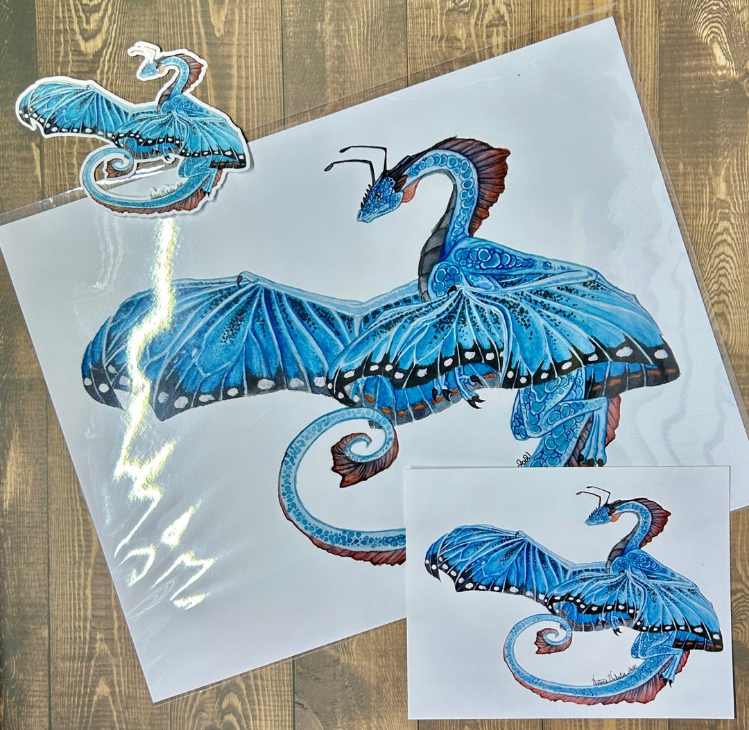 Blue Morpho Butterfly Dragon Art Print - Etsy