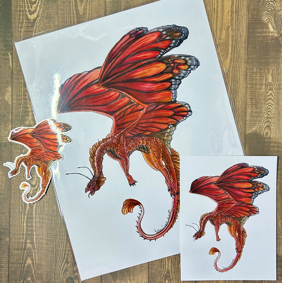 Monarch Butterfly Dragon Art Print - Etsy