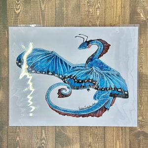 Blue Morpho Butterfly Dragon Art Print - Etsy