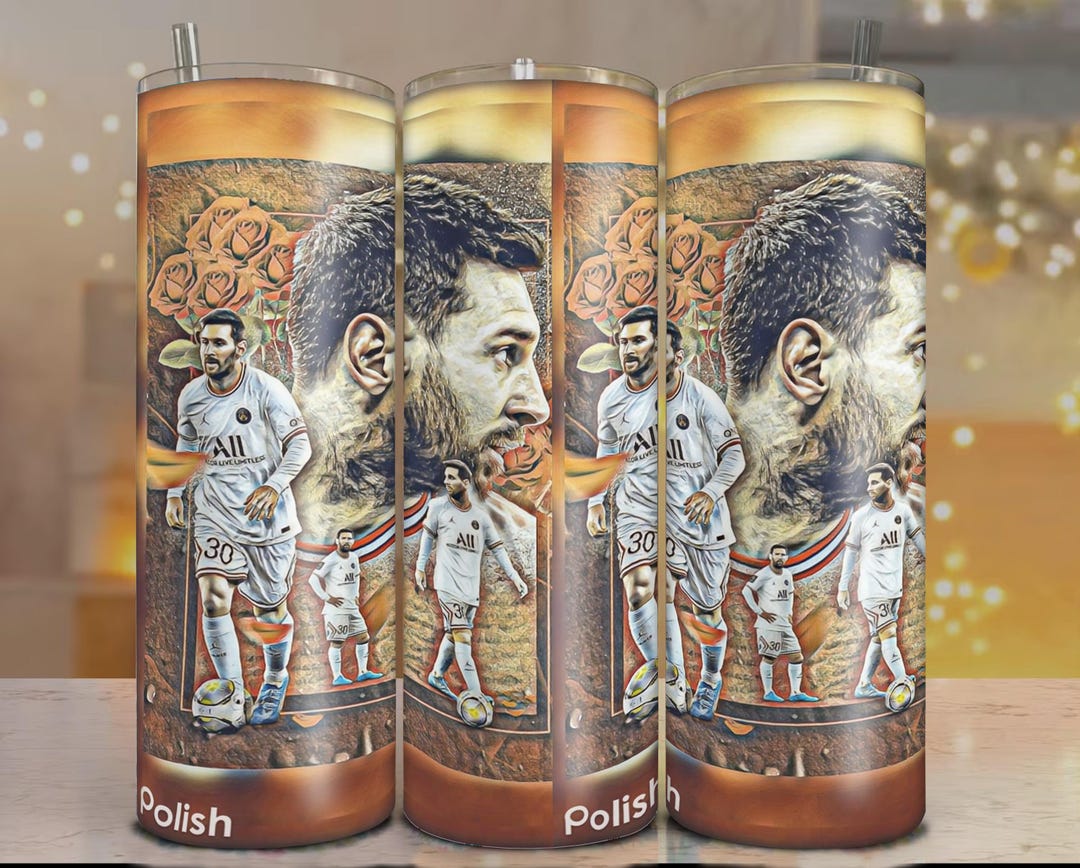 Lionel Messi PSG Gold Limited Edition Tumbler Wrap – 20oz Skinny ...