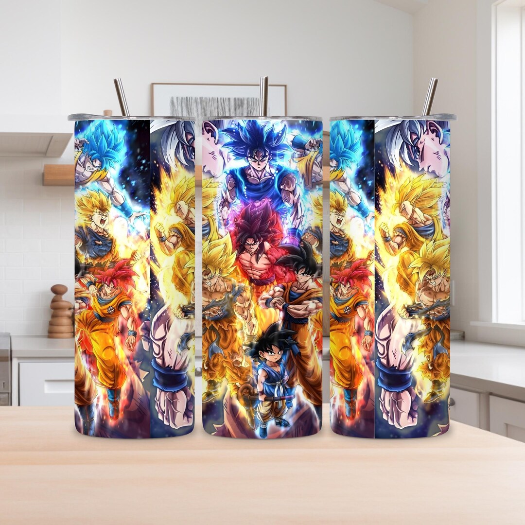 Dragon Ball Z Super Saiyan Goku Tumbler Wrap | Anime 20oz Skinny Cup ...