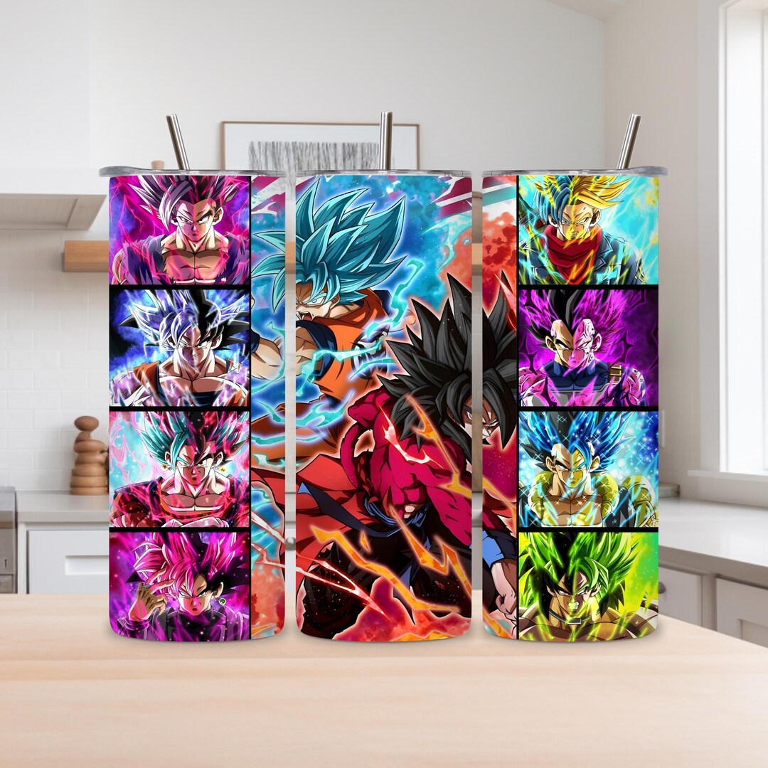 Dragon Ball Tumbler Wrap 20oz – Goku Super Saiyan God & Blue Digital ...