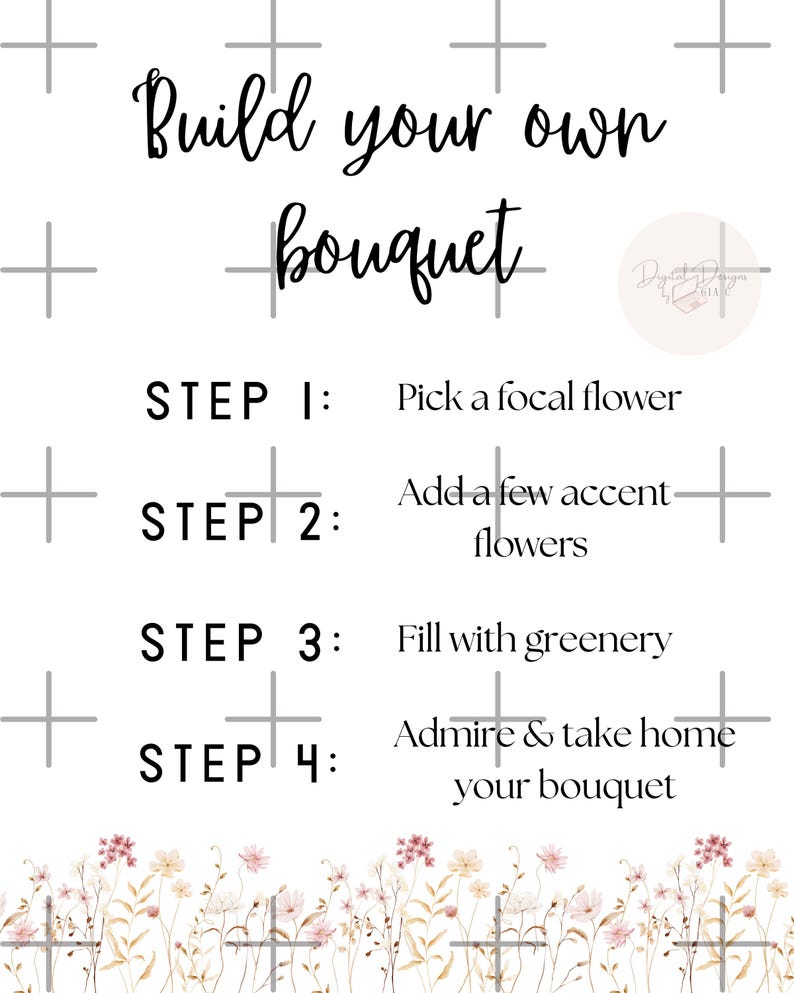 Editable Flower Bar Sign Template | Build Your Own Bouquet Sign ...