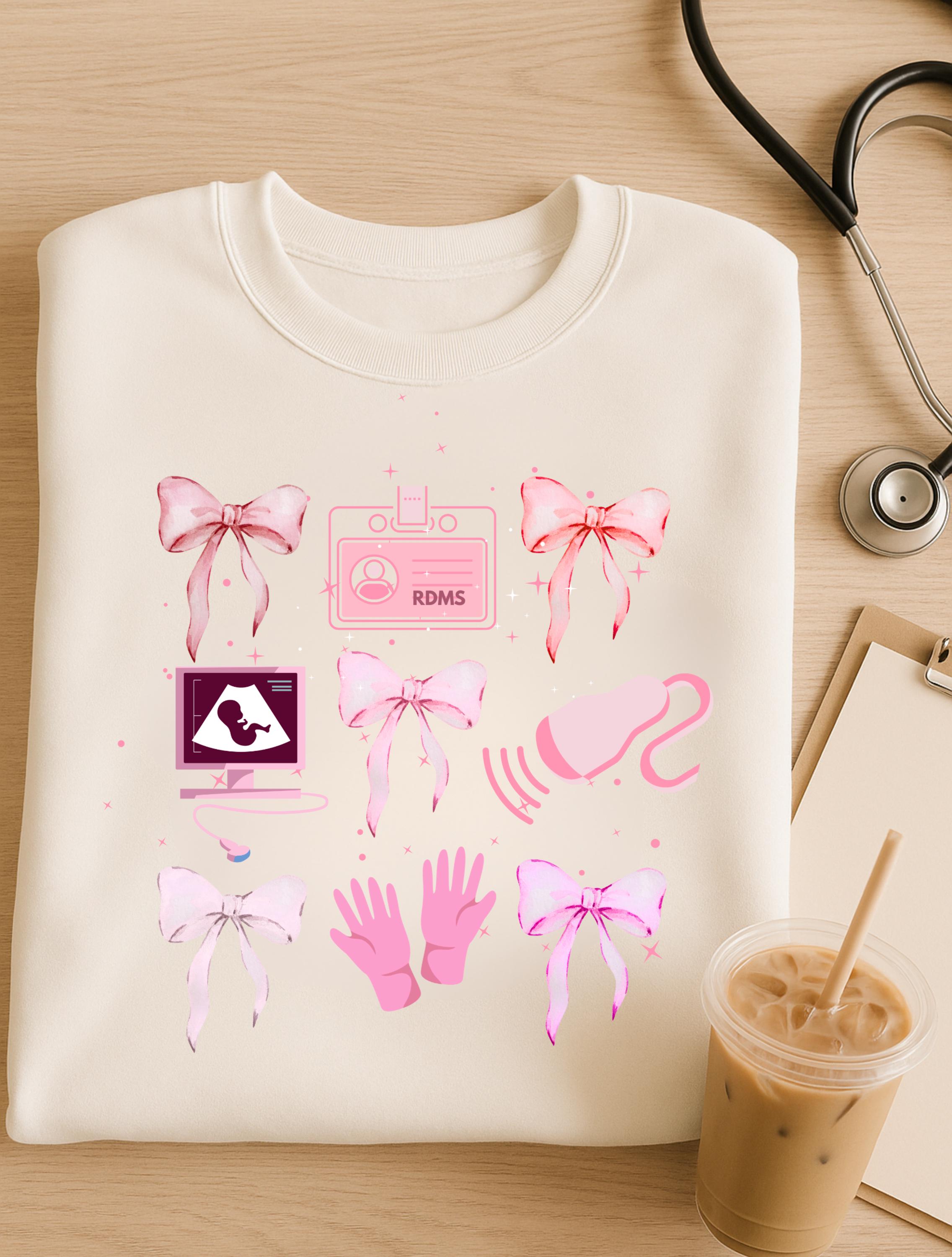 Ultrasound Tech SVG PNG: Sonographer Gift, Pink Bows Design (digital ...