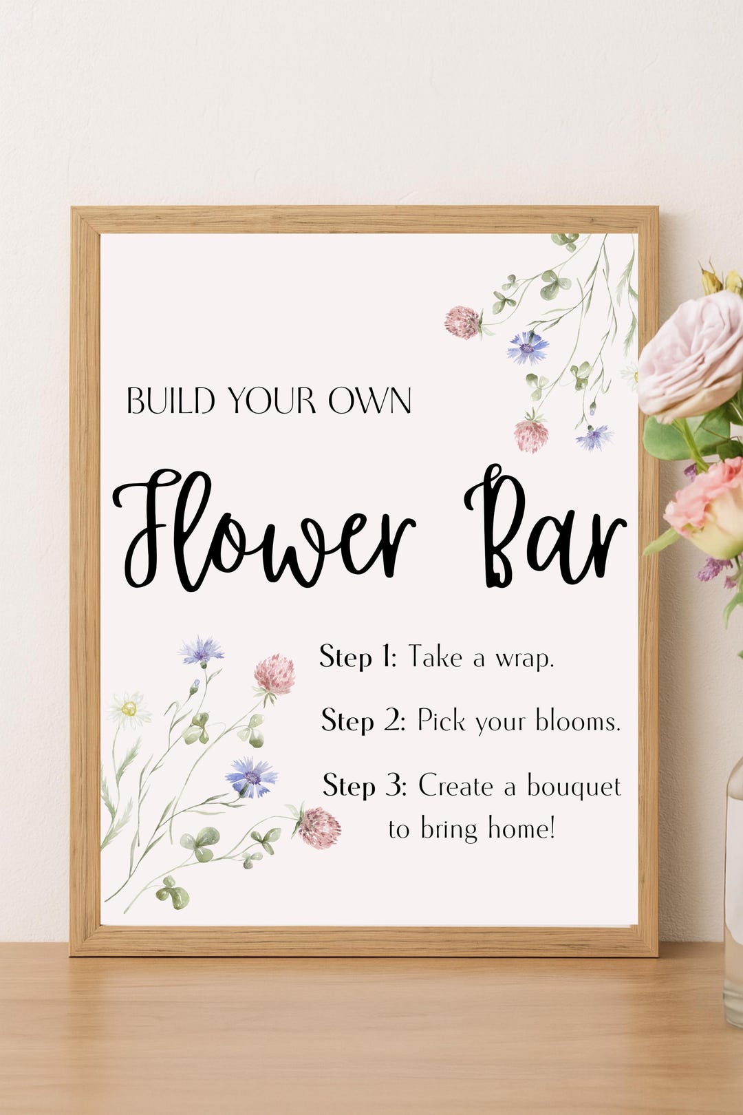 Editable Flower Bar Sign Template | Build Your Own Bouquet Sign ...