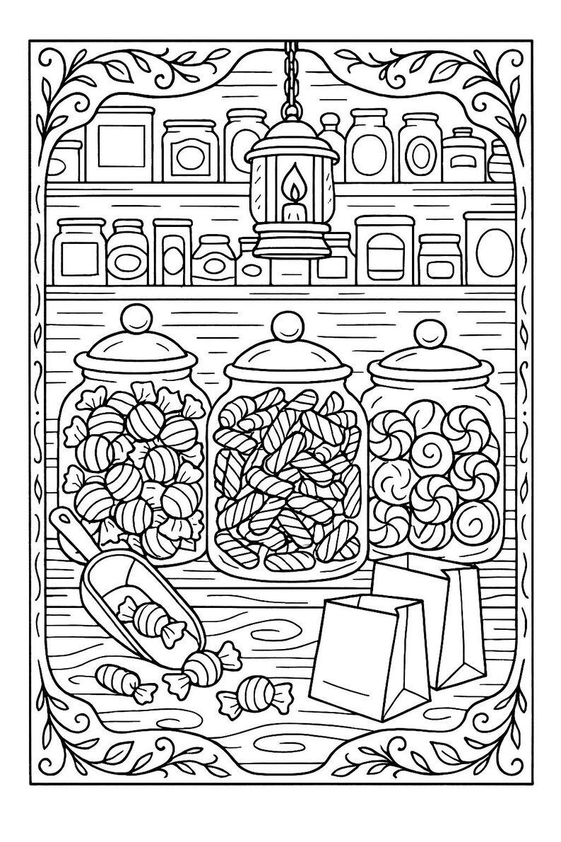 Halloween Coloring Pages: Twilight Feasts, Vintage Foods (PDF Download) - Etsy