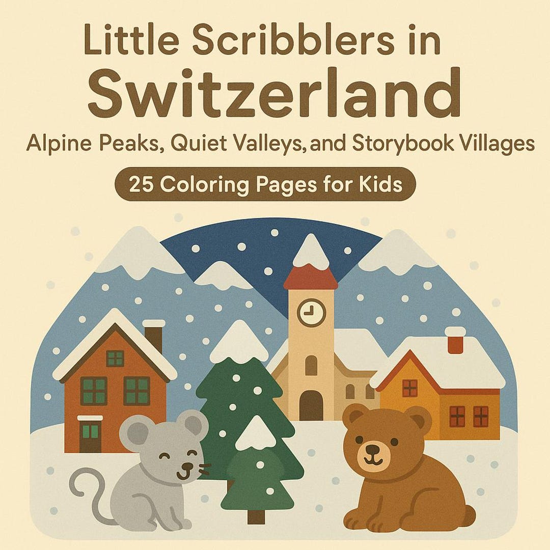 Switzerland Coloring Pages for Kids – Alpine Villages (digital Download ...
