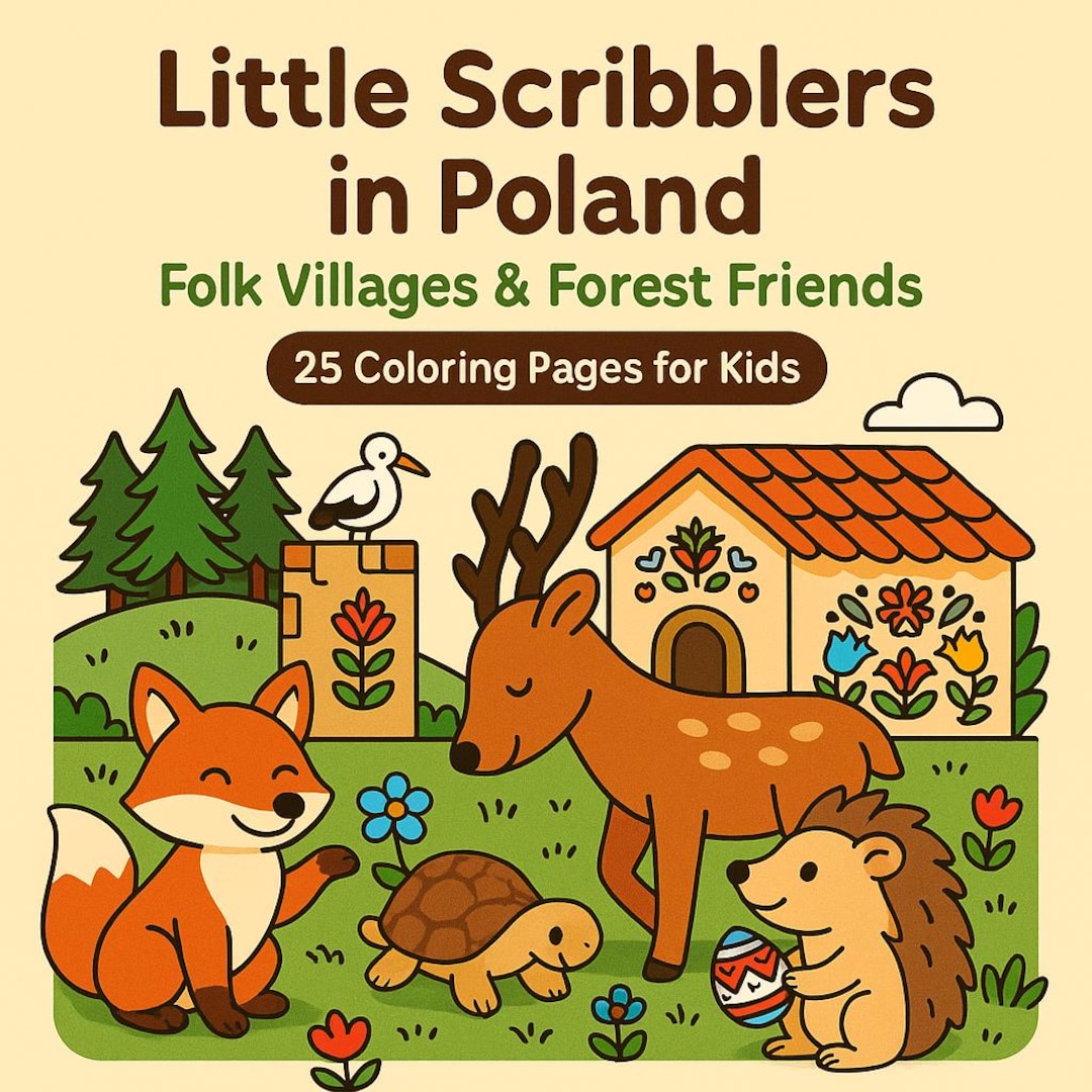 Poland Coloring Pages for Kids: Folk Art & Animals (digital Download 8 ...