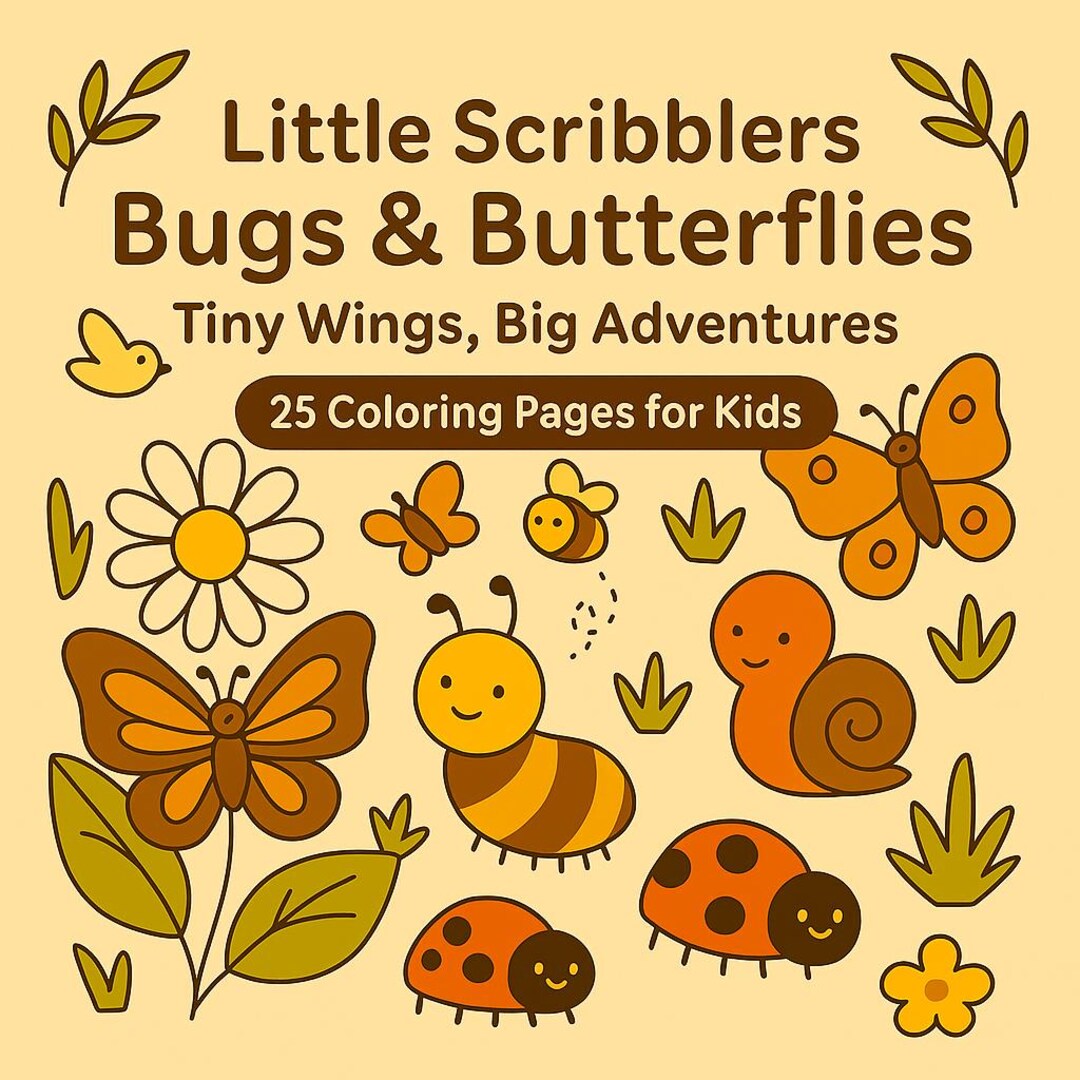 Bugs & Butterflies Coloring Pages: 25 Printable Designs for Kids ...