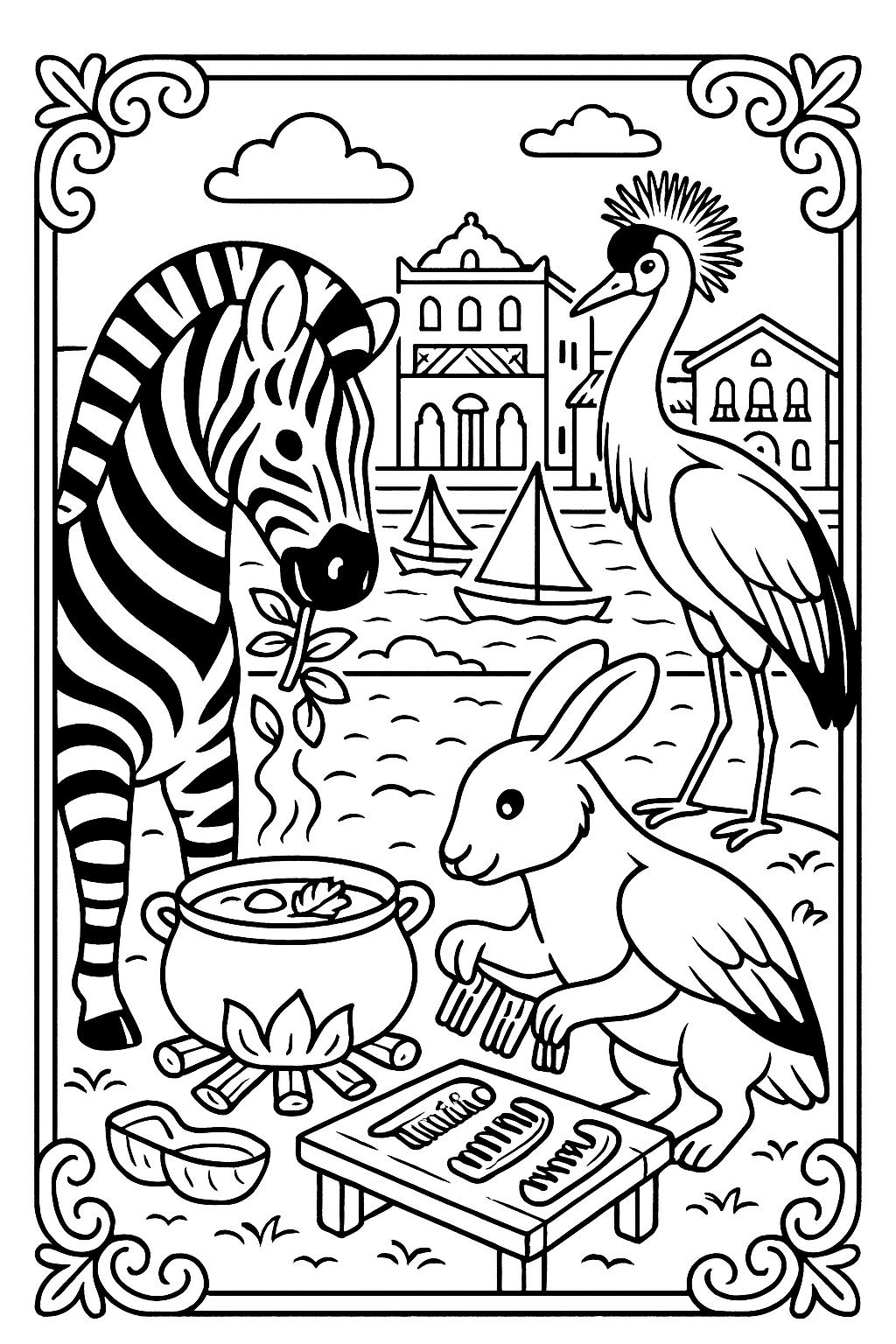 Kenya Safari Coloring Pages for Kids – Wildlife, Culture (digital ...