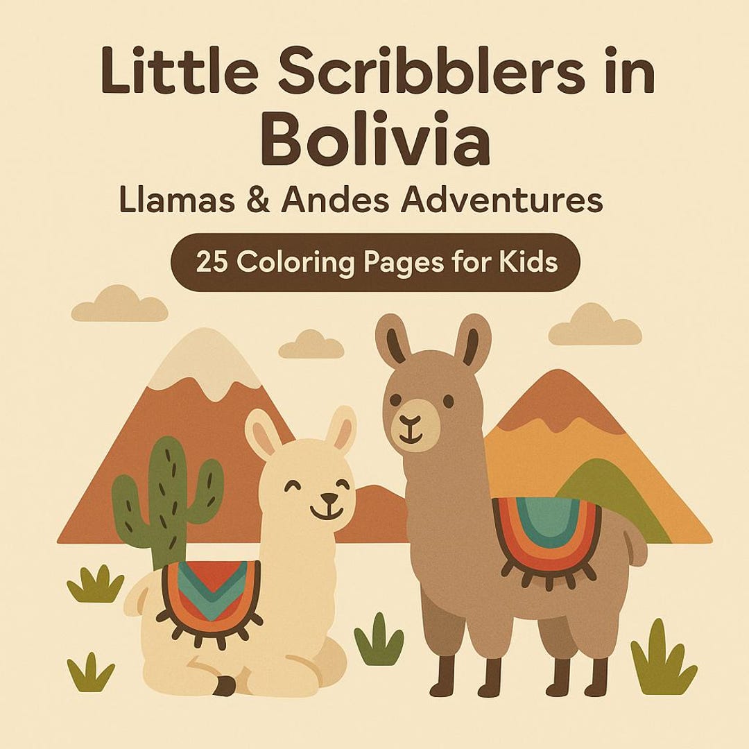 Bolivia Coloring Pages for Kids | Llamas & Andes Adventures (digital ...
