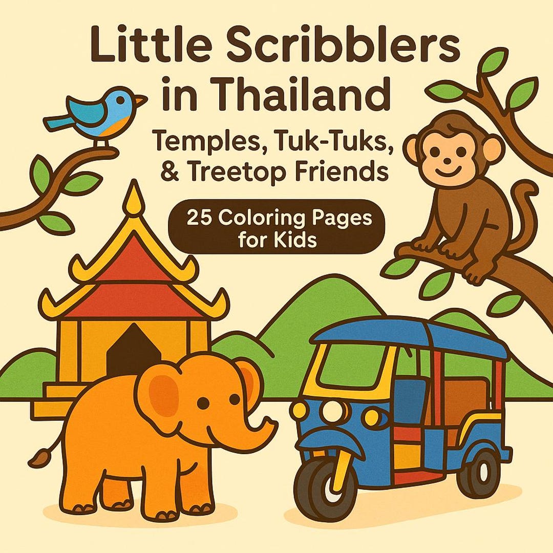 Thailand Coloring Pages for Kids: Temples, Animals, and Tuk-tuks ...
