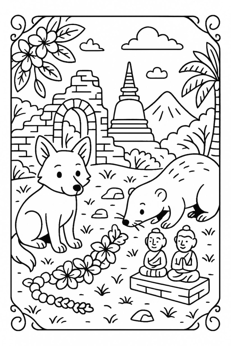 Thailand Coloring Pages for Kids: Temples, Animals, and Tuk-tuks ...