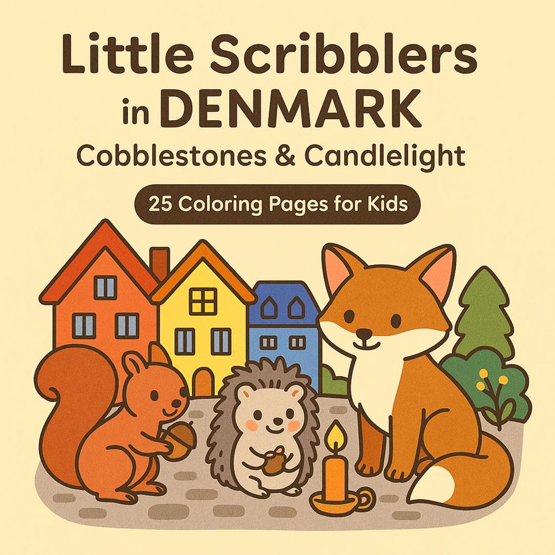 Denmark Coloring Pages for Kids: Danish Animals & Scenes (digital ...