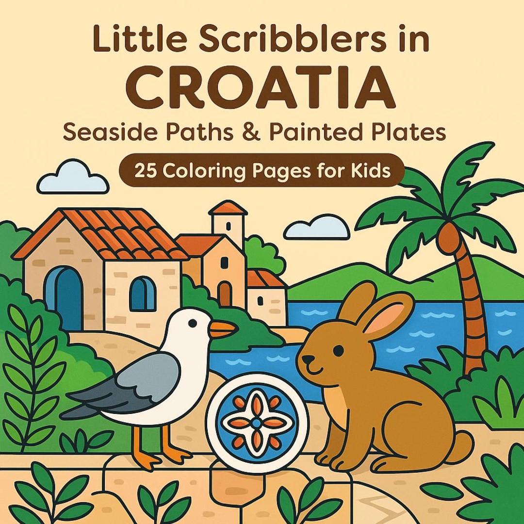 Croatia Coloring Pages for Kids: Seaside & Culture (digital Download ...