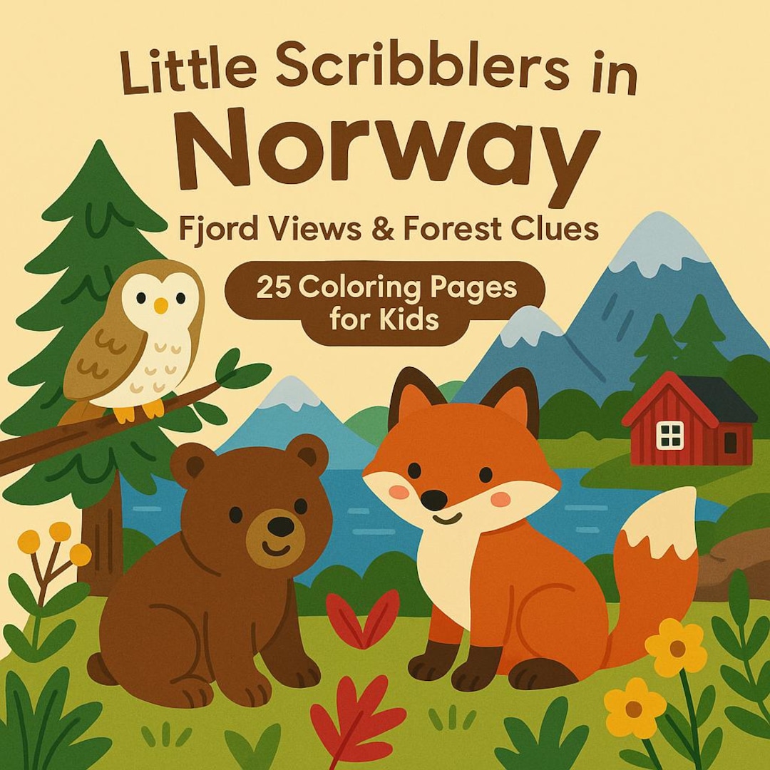 Norway Coloring Pages for Kids – Fjords & Wildlife (digital Download ...