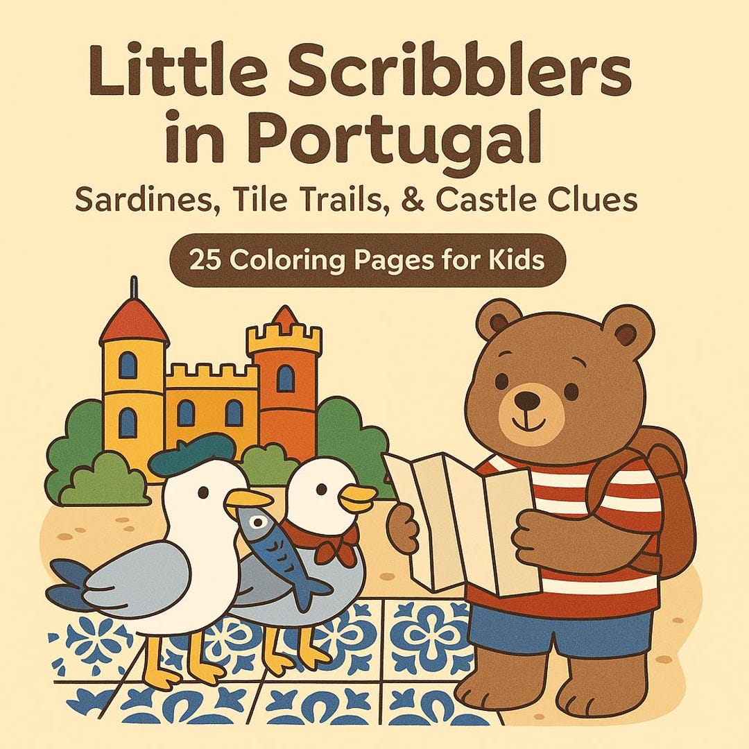 Portugal Coloring Pages for Kids: Tile Trails & Castles (digital ...