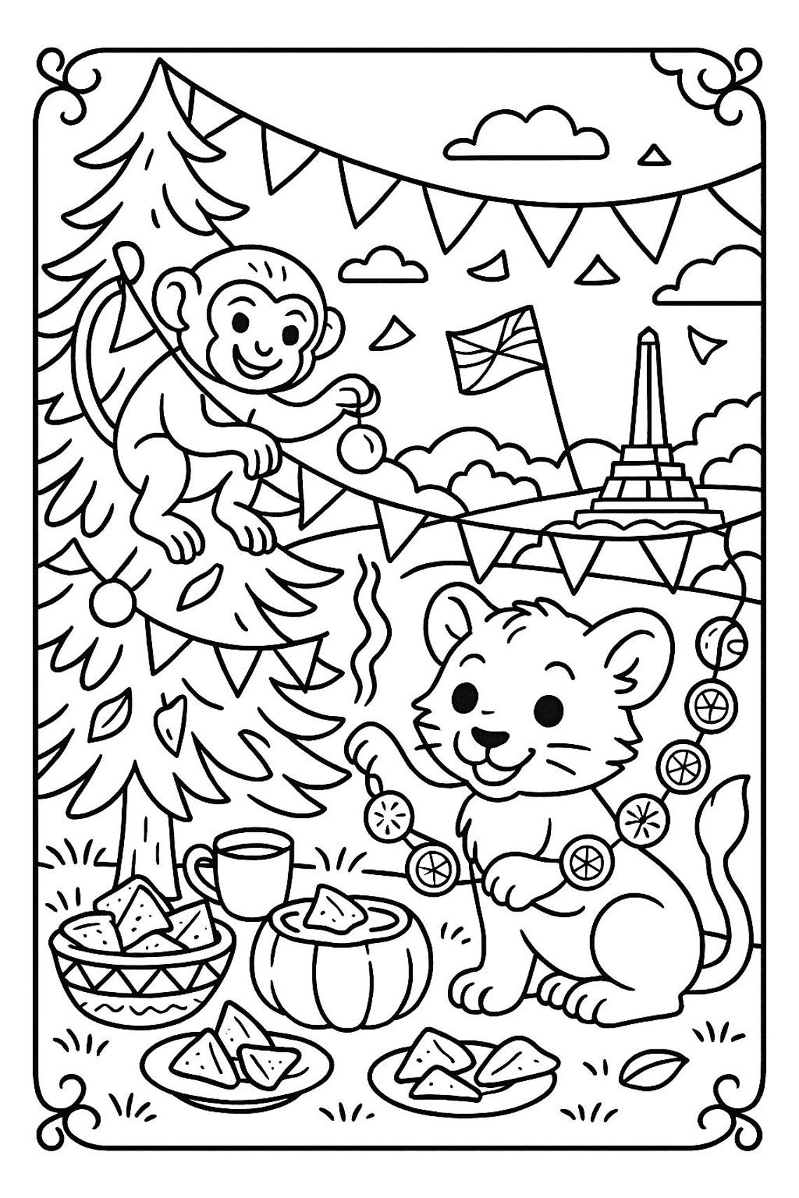 Kenya Safari Coloring Pages for Kids – Wildlife, Culture (digital ...