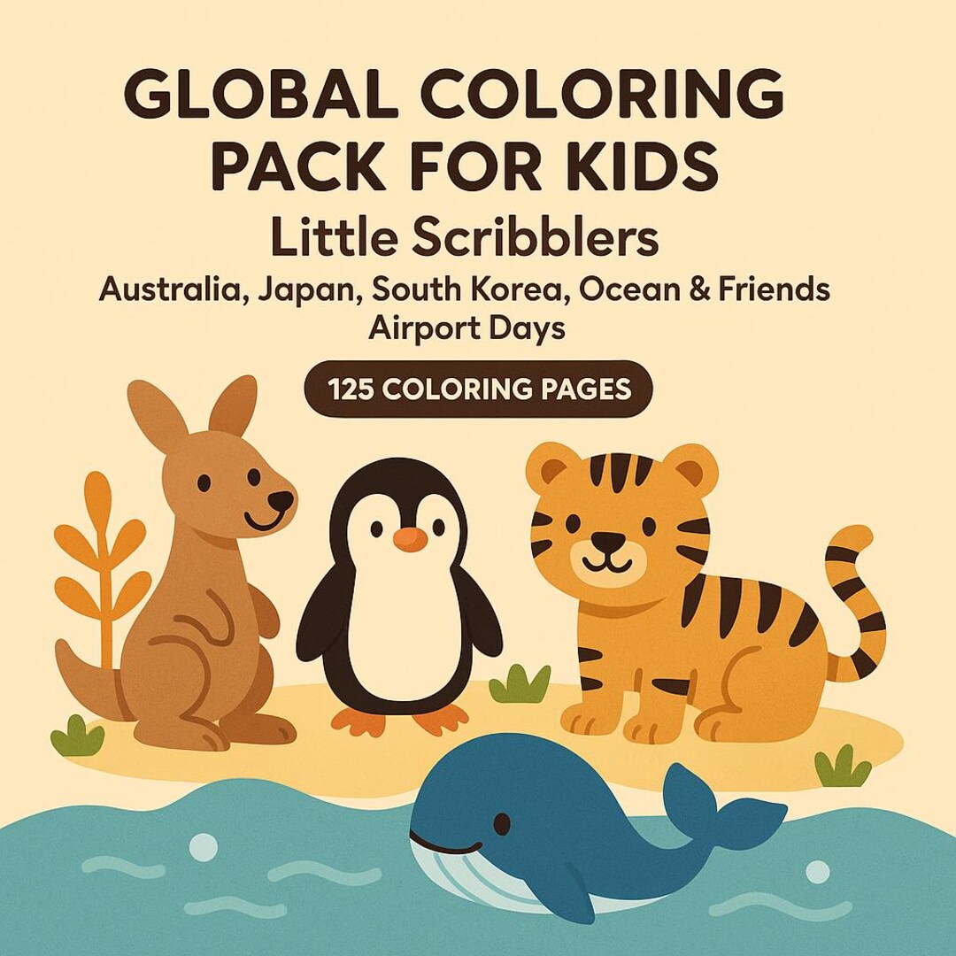 Global Coloring Pages Bundle: Kids' Travel Activities (125 Printable ...
