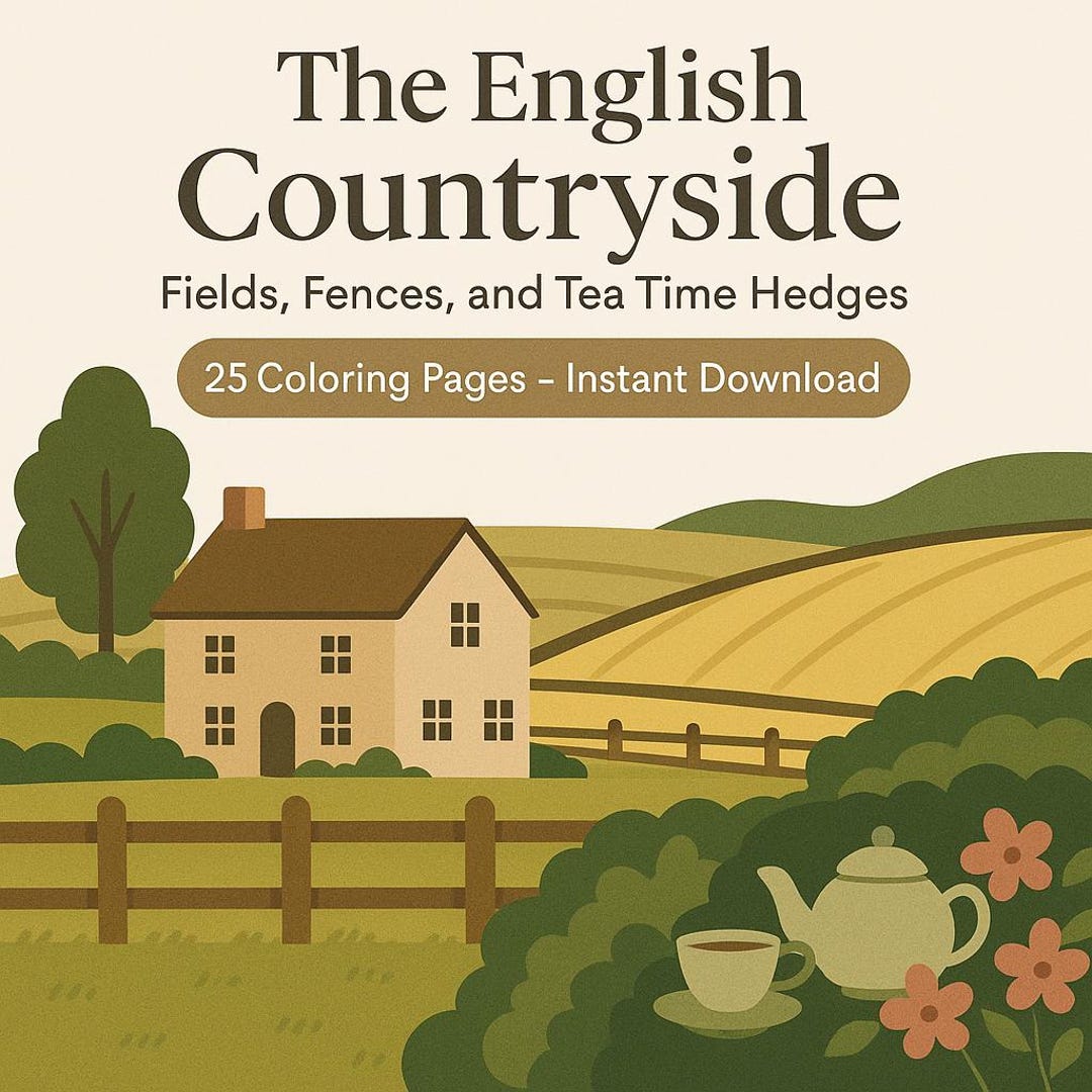English Countryside Coloring Pages: 25-page Printable Bundle (PDF ...