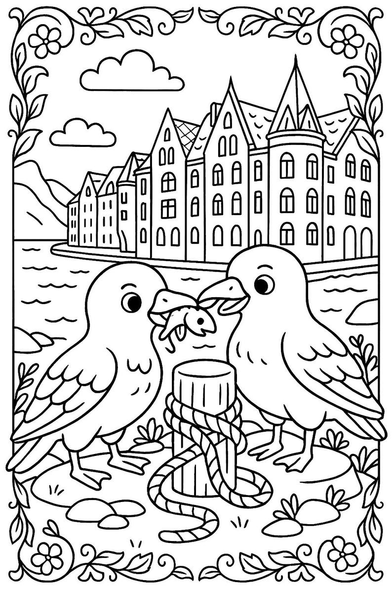 Norway Coloring Pages for Kids – Fjords & Wildlife (digital Download ...