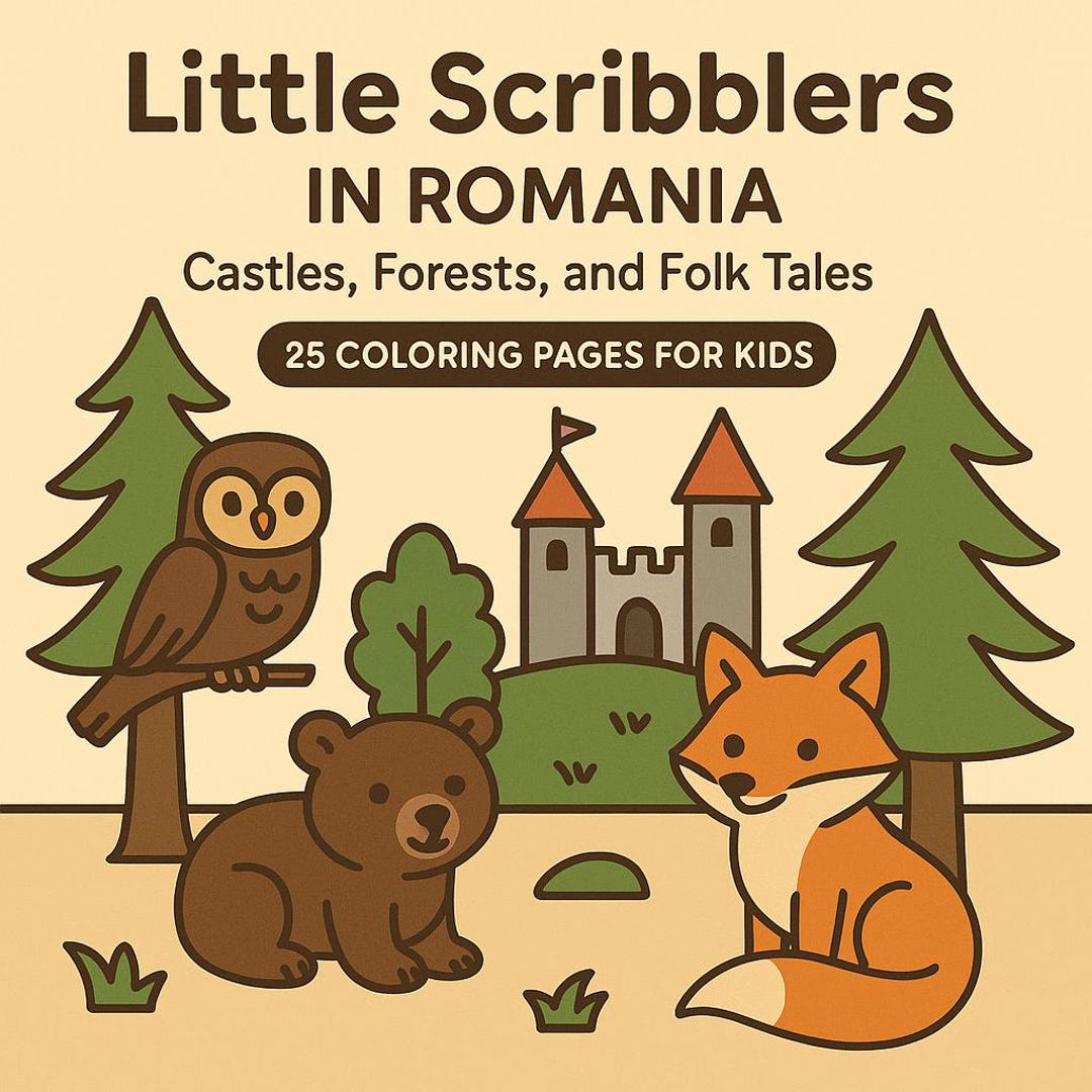 Romania Coloring Pages for Kids – Castles, Wildlife (digital Download ...