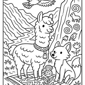 Peru Coloring Pages for Kids: Llamas & Mountain Markets (digital ...