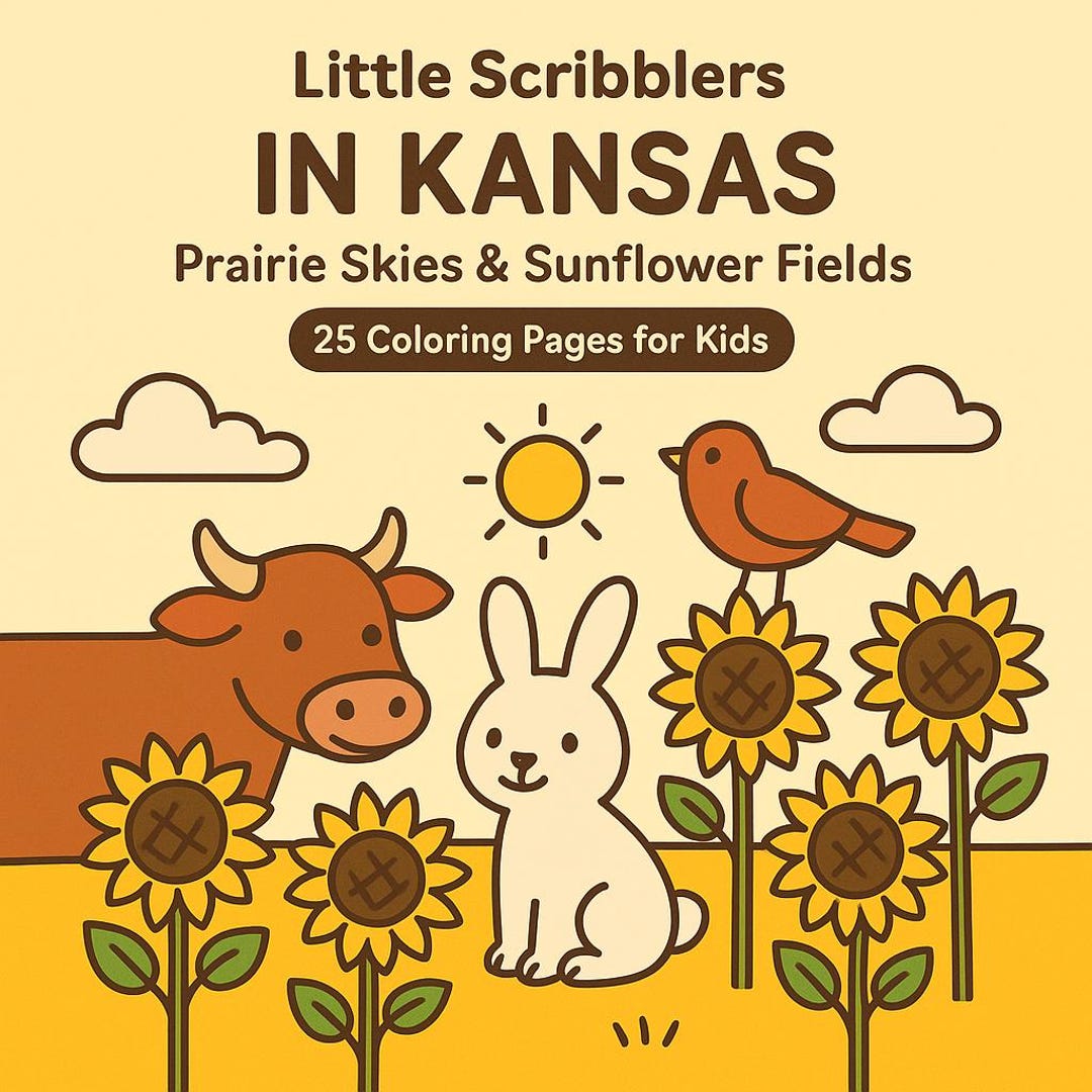 Kansas Coloring Pages for Kids - 25 Printable Sheets | Sunflowers, Corn ...