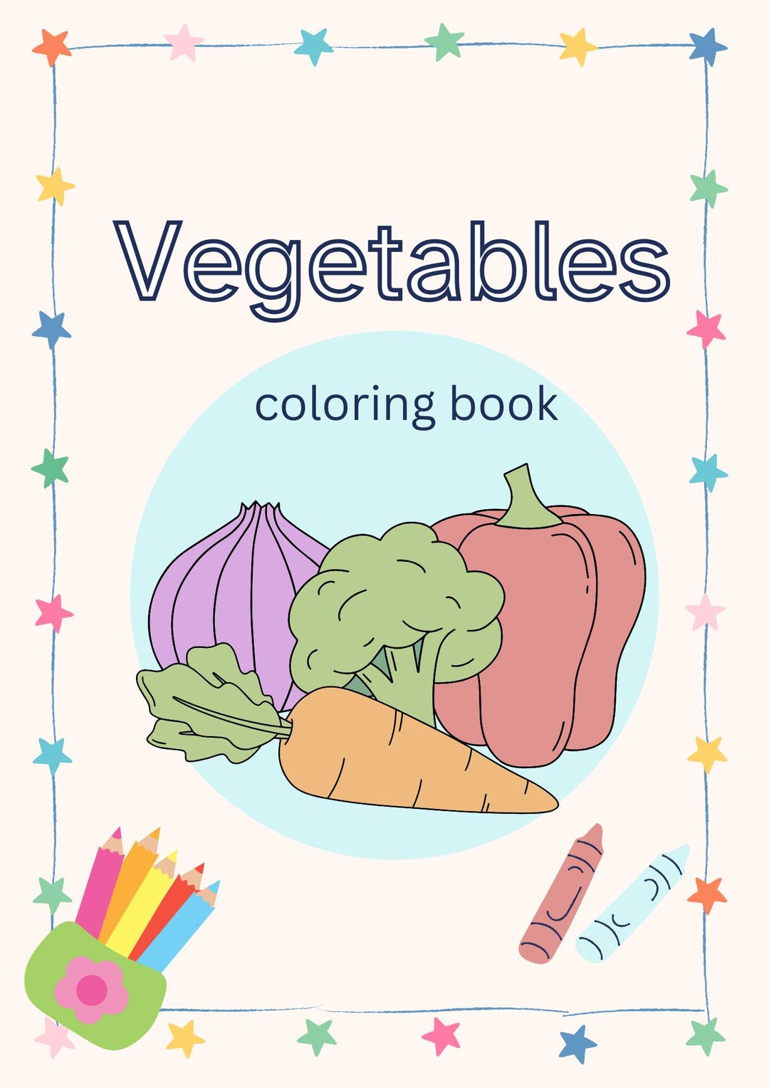 Vegetables Coloring Book: 16 Printable Pages, Preschool Learning ...