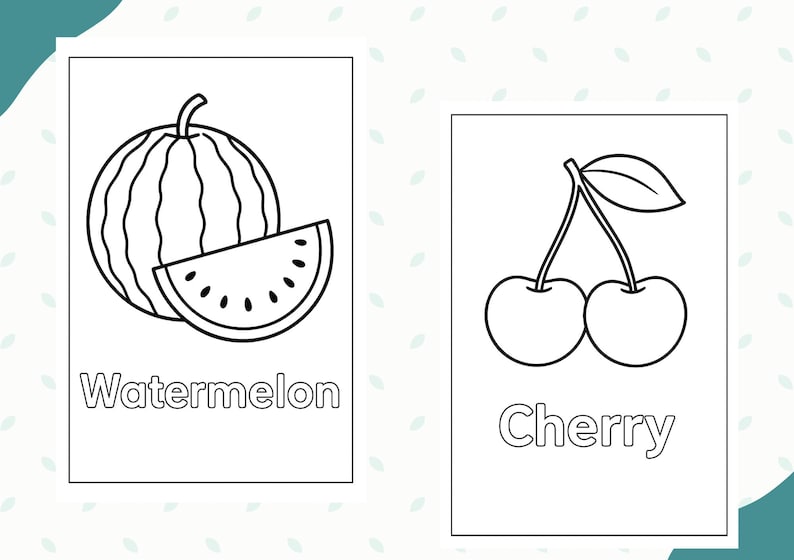 Fruits Coloring Pages for Kids: Fun Printable Activity Book (instant ...