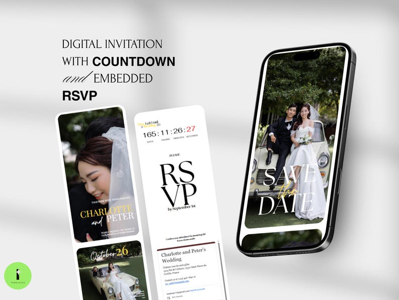 Wedding WEBSITE Invitation Template Canva Wedding Announcement E-invite Animated Wedding Digital ...