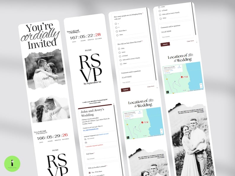 Digital WEBSITE Wedding Invitation Template With Embedded Countdown, Canva Customizable Wedding ...