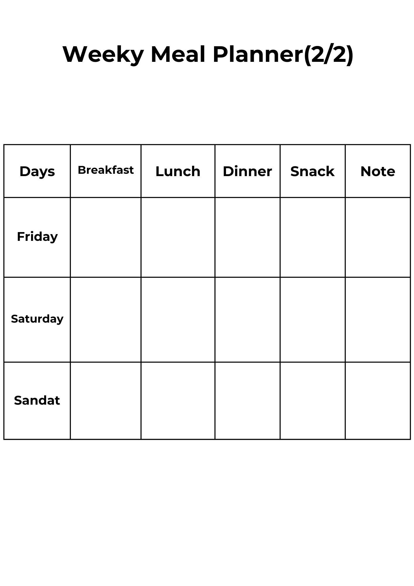 Weekly Meal Planner Printable (2 Layouts) | Minimalist Meal Plan ...