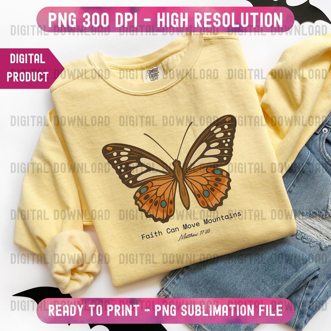 Classic Butterfly Religious PNG, Jesus Clipart, Faith Can Move ...