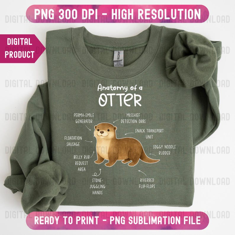 Anatomy of Sea Otters PNG, Monterey Bay Aquarium Digital Printable ...