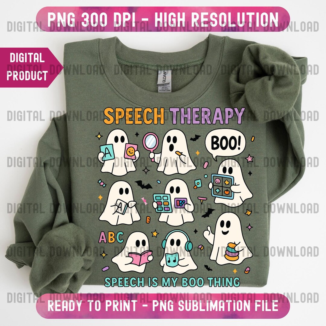 Speech Therapy Ghost PNG, Halloween SLP Clipart, Cute Therapist Ghost ...