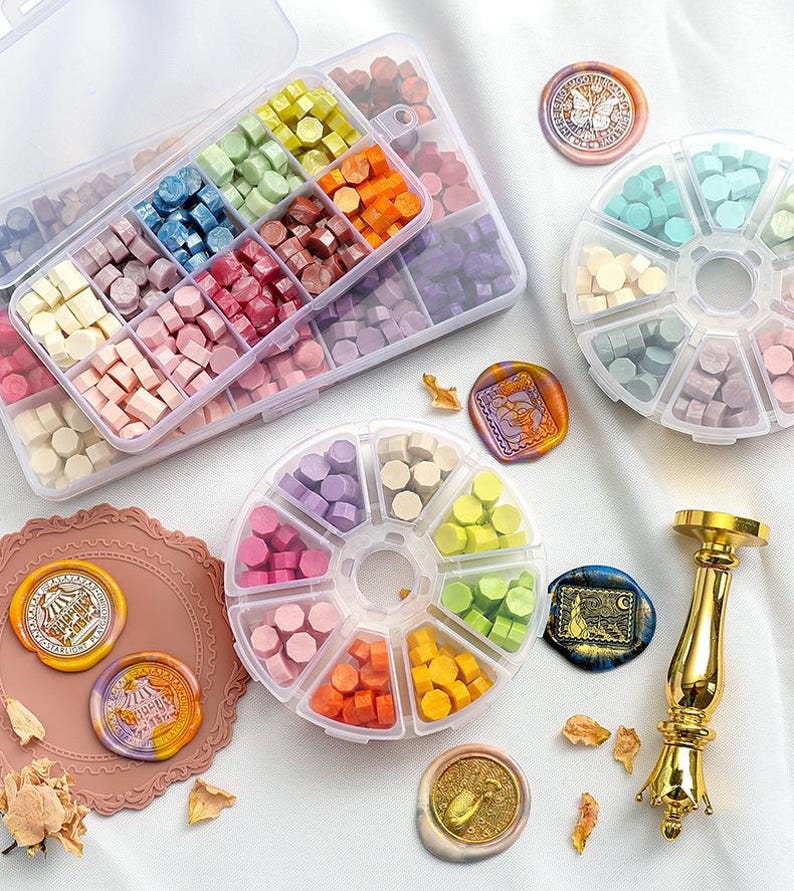 Octagon Wax Seal Beads Box Set Color Palette Mixed Wax Seal Pellets ...