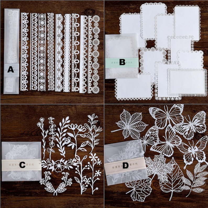 Alice's Tea Party Hollow Lace Paper Set | Lace Ephemera, Junk Journal ...